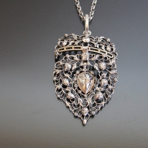 Antique Flemish Rose Cut Diamond Heart Pendant, 18th Century. 835 Silver. - Etsy