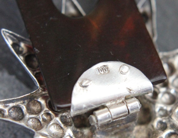 Victorian EMPIRE 800 Silver Stamped Hair Comb Star, H… - Gem