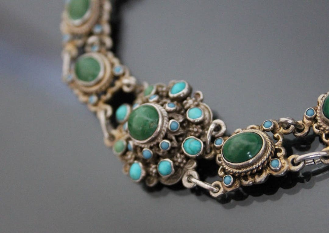 Austro Hungarian 750 Silver Bracelet Tourquoise Antique - Etsy