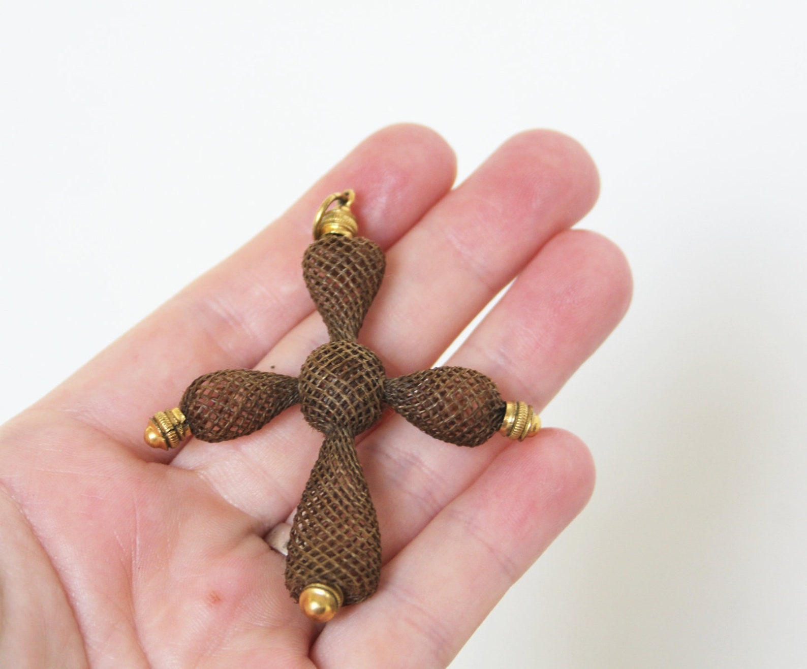 Victorian Mourning Woven Hair Crucifix Cross, Vintage Antique ...
