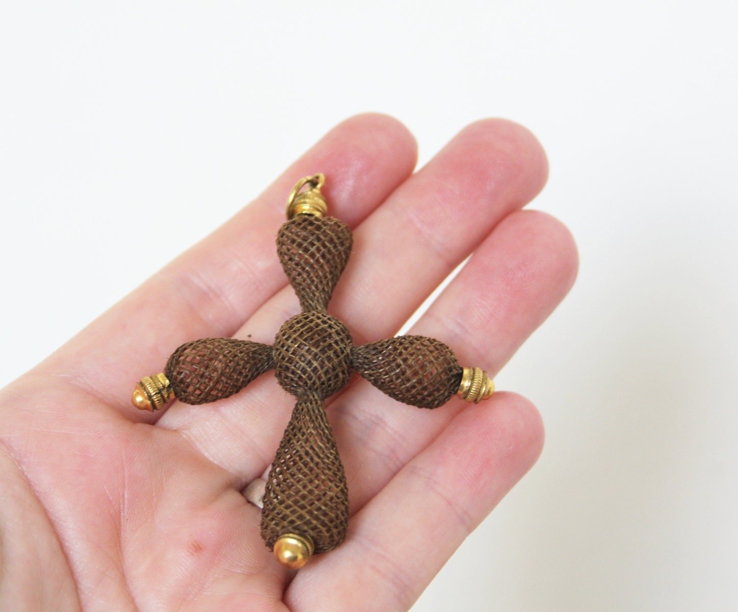 Victorian Mourning Woven Hair Crucifix Cross, Vintage Antique ...
