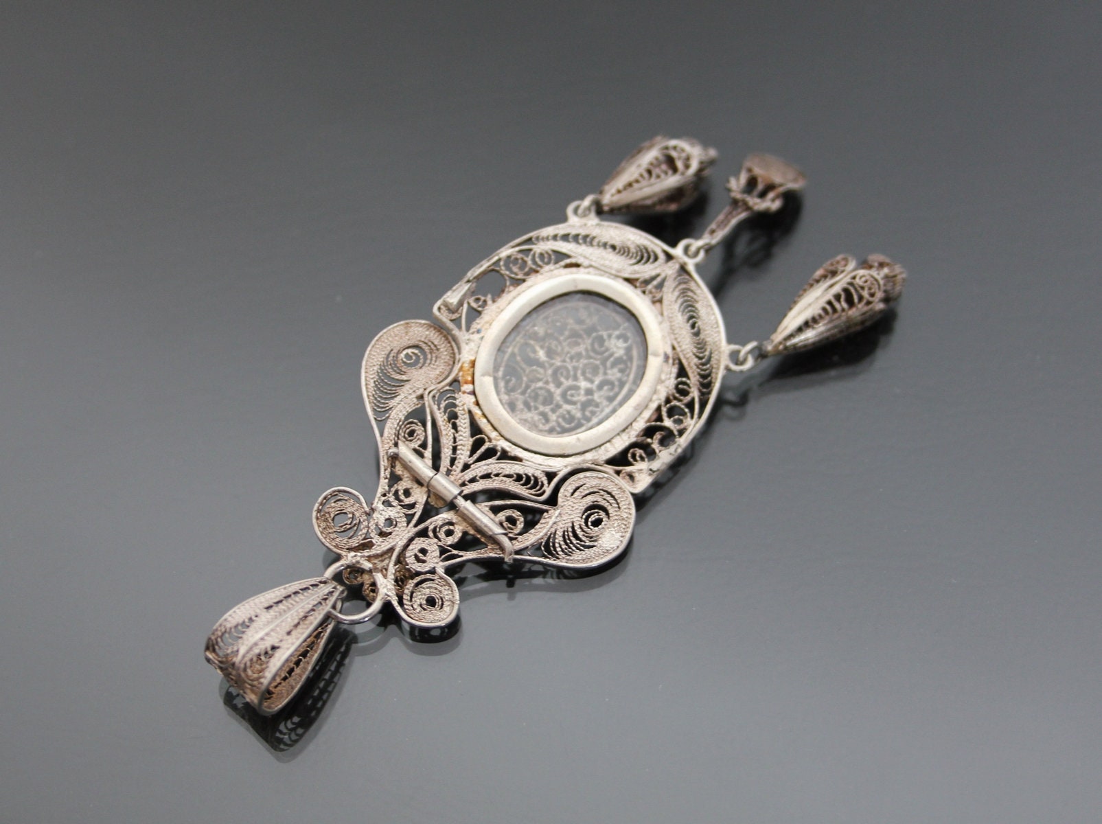 Victorian Locket Fly. Italian Grand Tour. Silver 925 Sterling Filigree ...