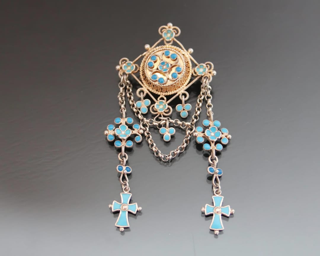 CLEMENT BERG, Antique Solje Silver 925 Brooch. Norway Enamel. Sterling ...