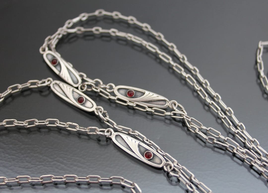 Jugendstil 59 Silver 900 Garnet Necklace. Watch Chain. - Etsy