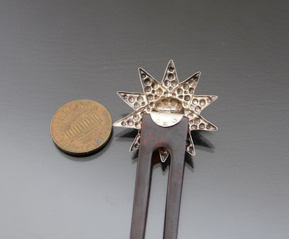 Victorian EMPIRE 800 Silver Stamped Hair Comb Star, H… - Gem