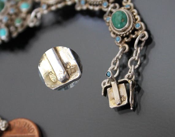 Austro Hungarian 750 Silver Bracelet, Tourquoise Anti… - Gem