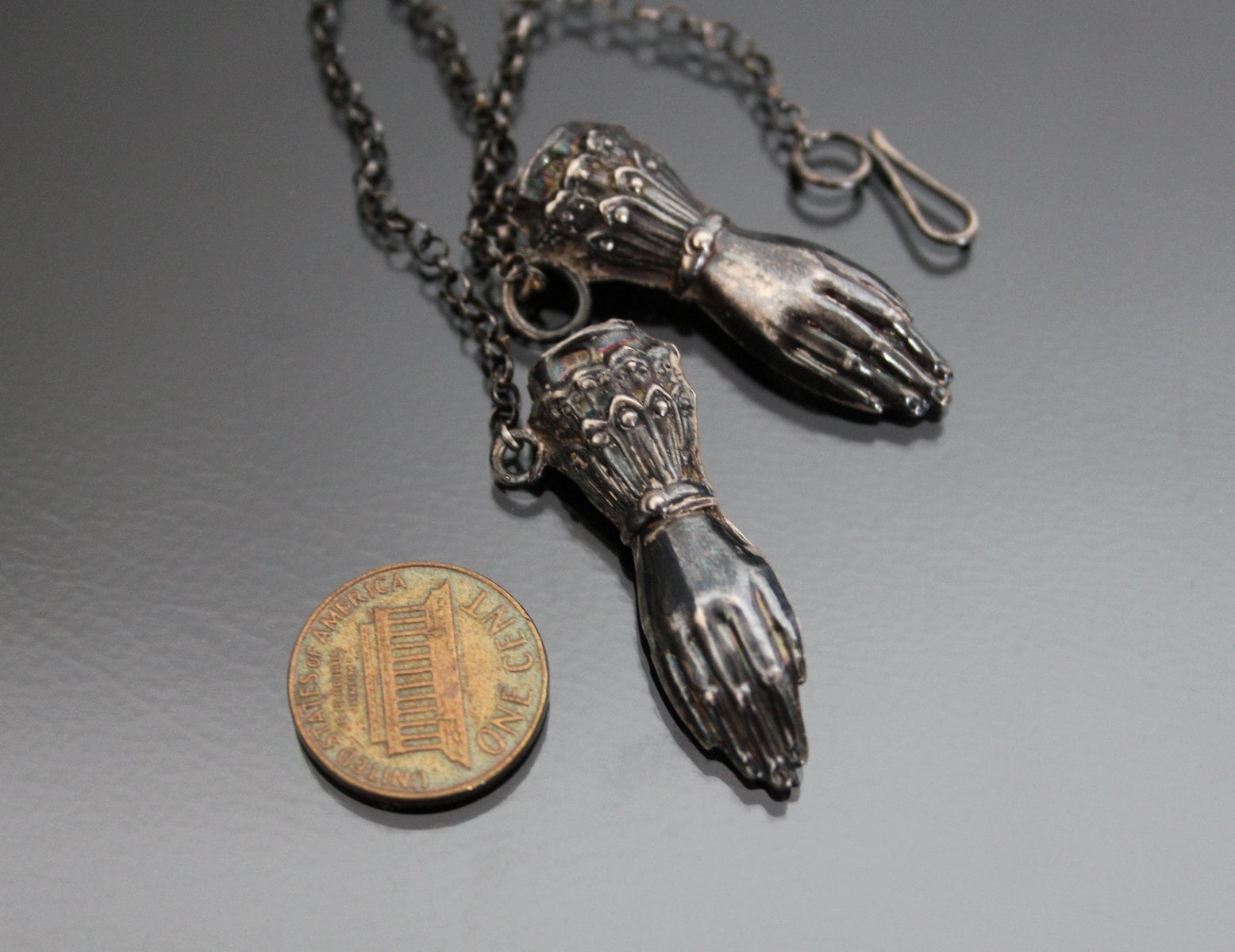 Victorian Hands Pendants. 835 Silver. Antique Austro-hungarian ...