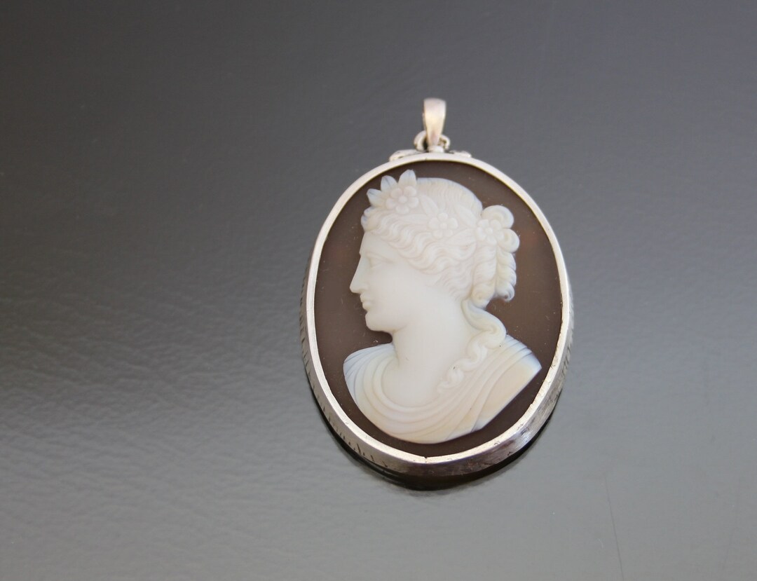 Antique Sardonyx Shell Cameo, 700 Silver, Pendant, Hand Carved Roman - Etsy