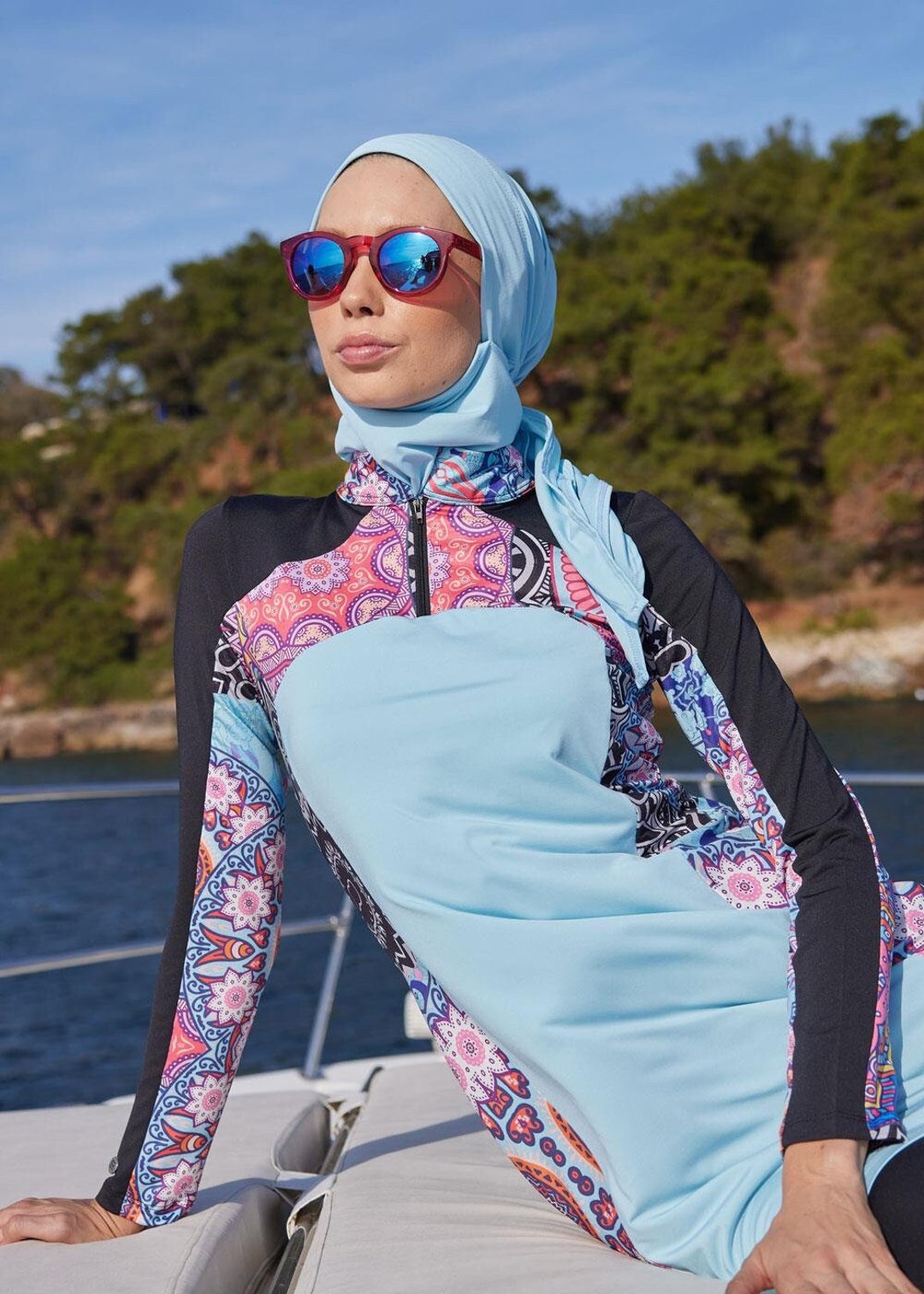BURKINI, Burkini Swimwear, Modest Swimsuit, Islamic Swimwear Ethnic Patterned One-top Swimsuit ...