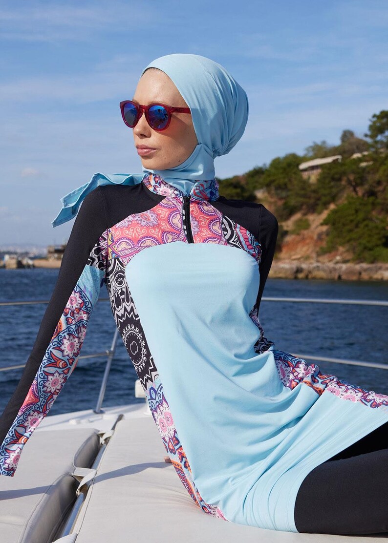 BURKINI, Burkini Swimwear, Modest Swimsuit, Islamic Swimwear Ethnic Patterned One-top Swimsuit ...