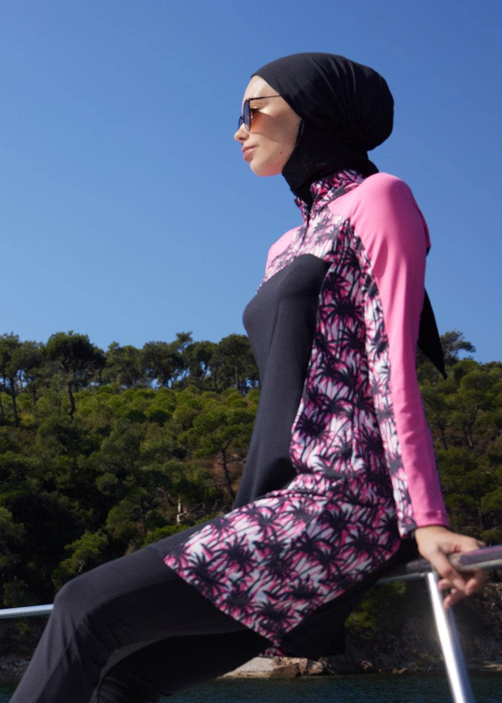 BURKINI, Burkini Swimwear, Modest Swimsuit, Islamic Swimwear Palm Tree Patterned One-top ...