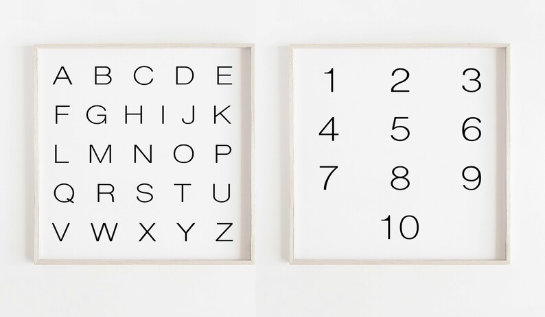 Alphabet and Numbers Printable Wall Art 1-10 Print ABC | Etsy