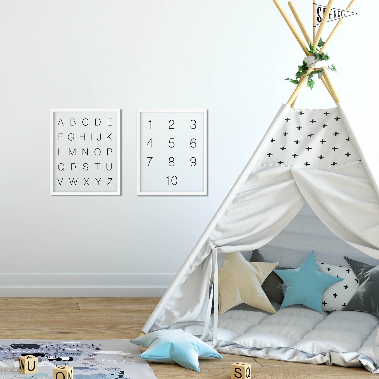 Alphabet and Numbers Printable Wall Art 1-10 Print ABC | Etsy