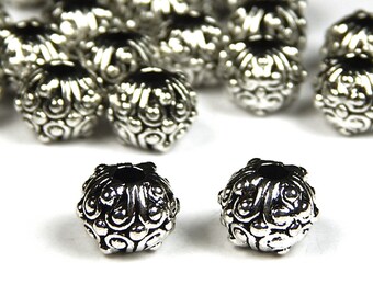 Antique Silver Alloy Spacer Big Hole Beads 5x7.5mm Dot - Etsy