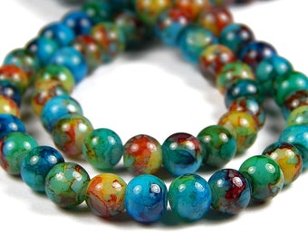 Blue marble beads | Etsy