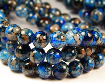 Blue marble beads | Etsy