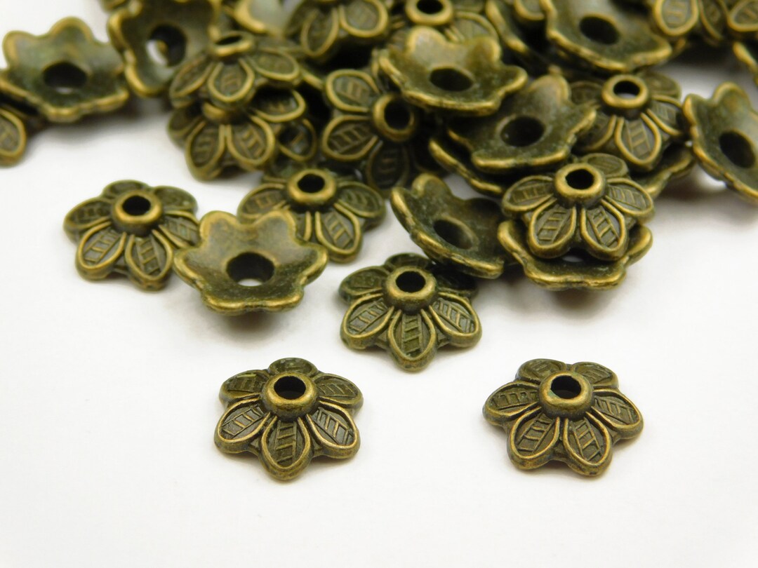 40 Pcs - 10.5x3.5mm Antique Bronze Bead Caps - Bead Caps - End Caps ...