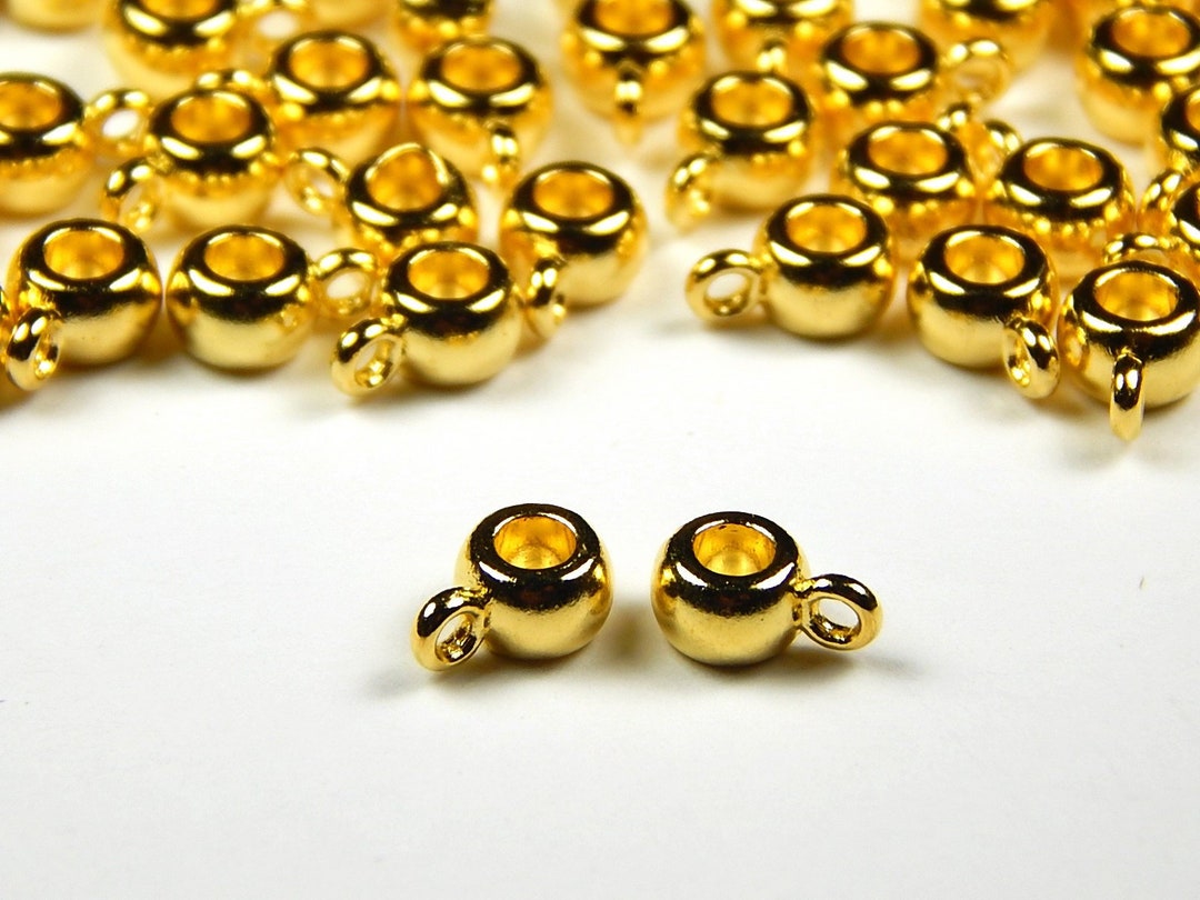 25/50 Pcs - 9x6mm Gold Metal Bail Beads - Bail Charms - Spacer Beads ...