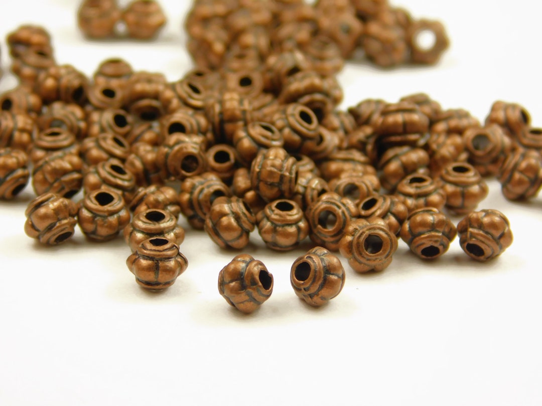 50/100 Pcs - 5x4mm Antique Copper Spacer Beads - Lantern Beads - Metal ...