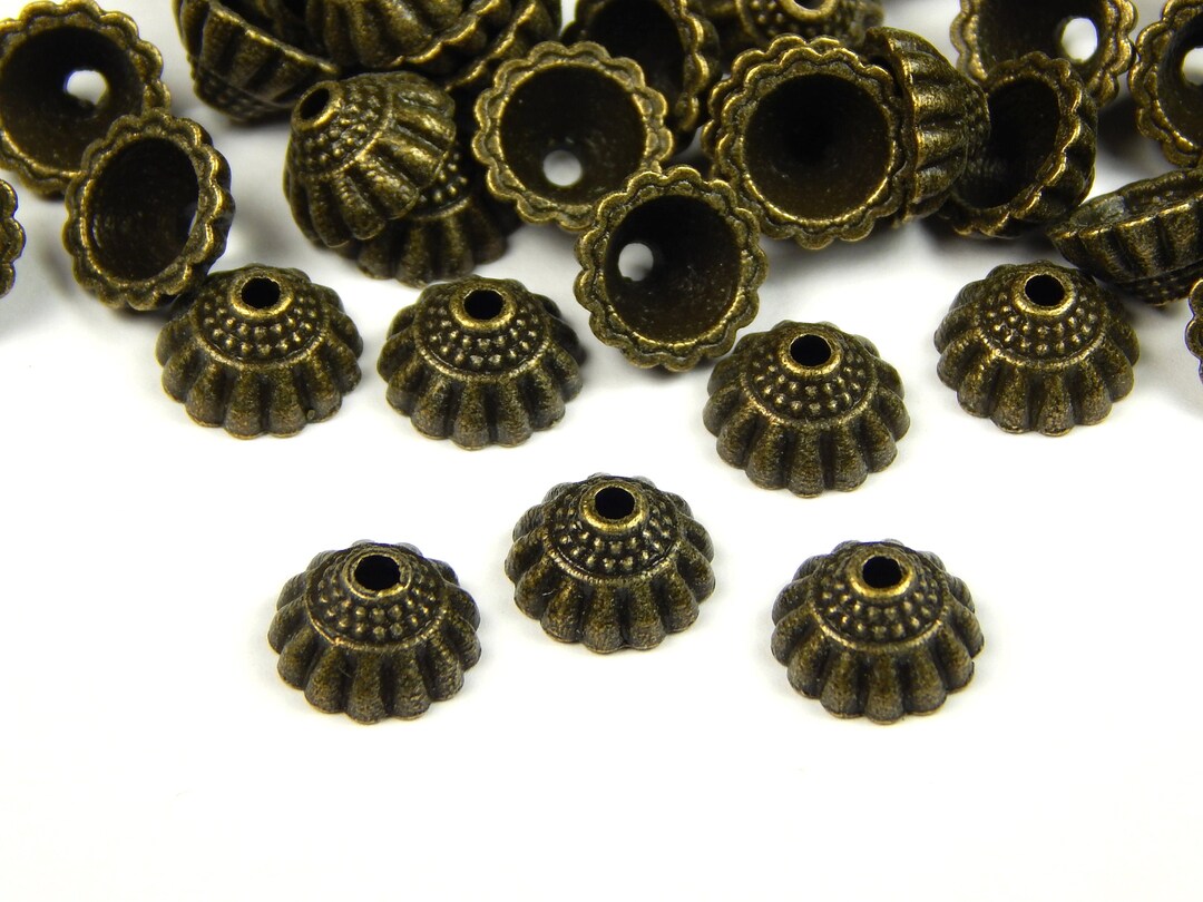 20 Pcs - 10x5.5mm Antique Bronze Bead Caps - Cone - Bead Caps - End ...