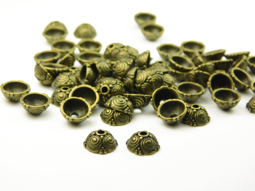 40 Pcs - 8x4.5mm Antique Bronze Bead Caps - Apetalous - Bead Caps - End ...