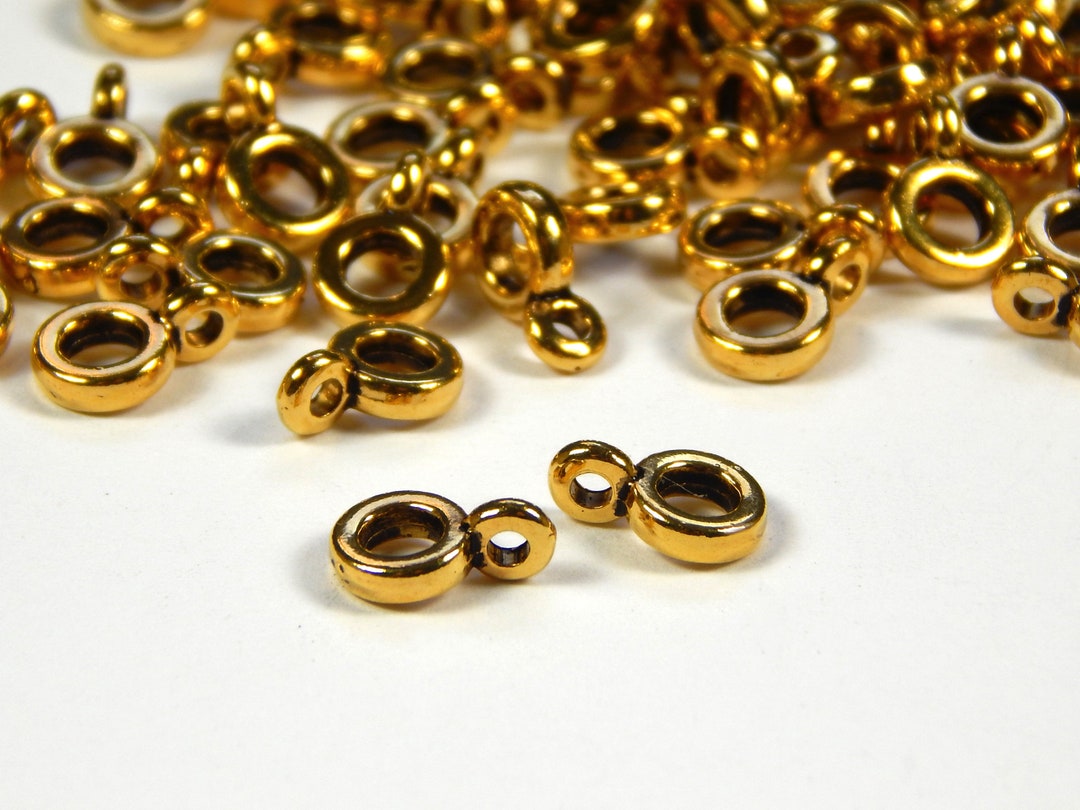 50/100 Pcs - 6.5x2mm Antique Gold Metal Bail Beads - Bail Charms ...
