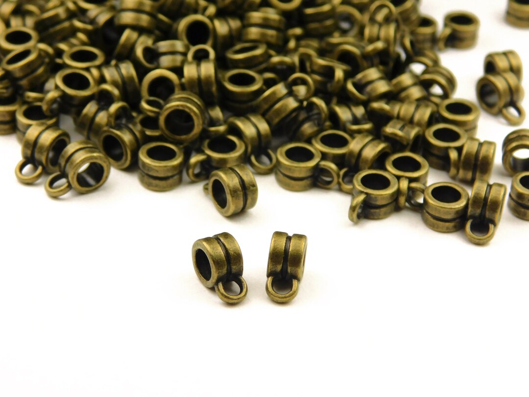 25/50 Pcs - 9x4mm Antique Bronze Bail Beads - Bronze Findings - Slider ...