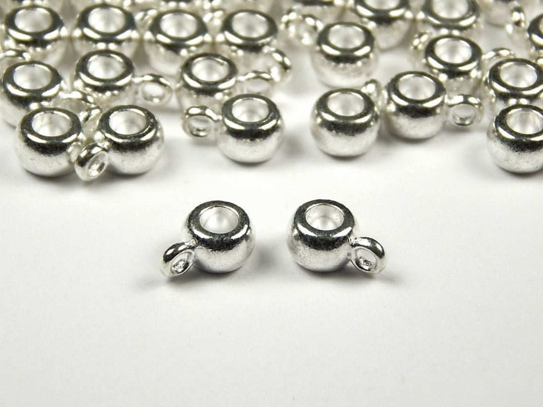 25/50 Pcs - 9x6mm Silver Metal Bail Beads - Bail Charms - Spacer Beads ...