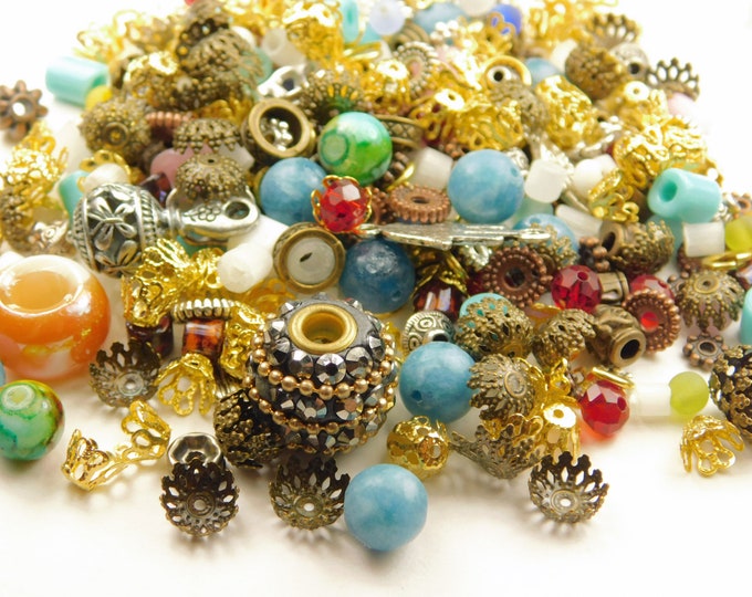 Destash - Mixed Lot of Beads - Multi Sizes - Bead Caps - Pendants ...