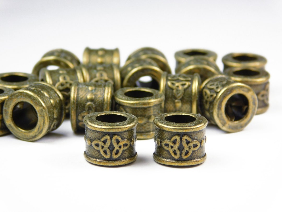 10 Pcs - 10x8mm Antique Bronze Spacer Beads - Large Hole - Column ...