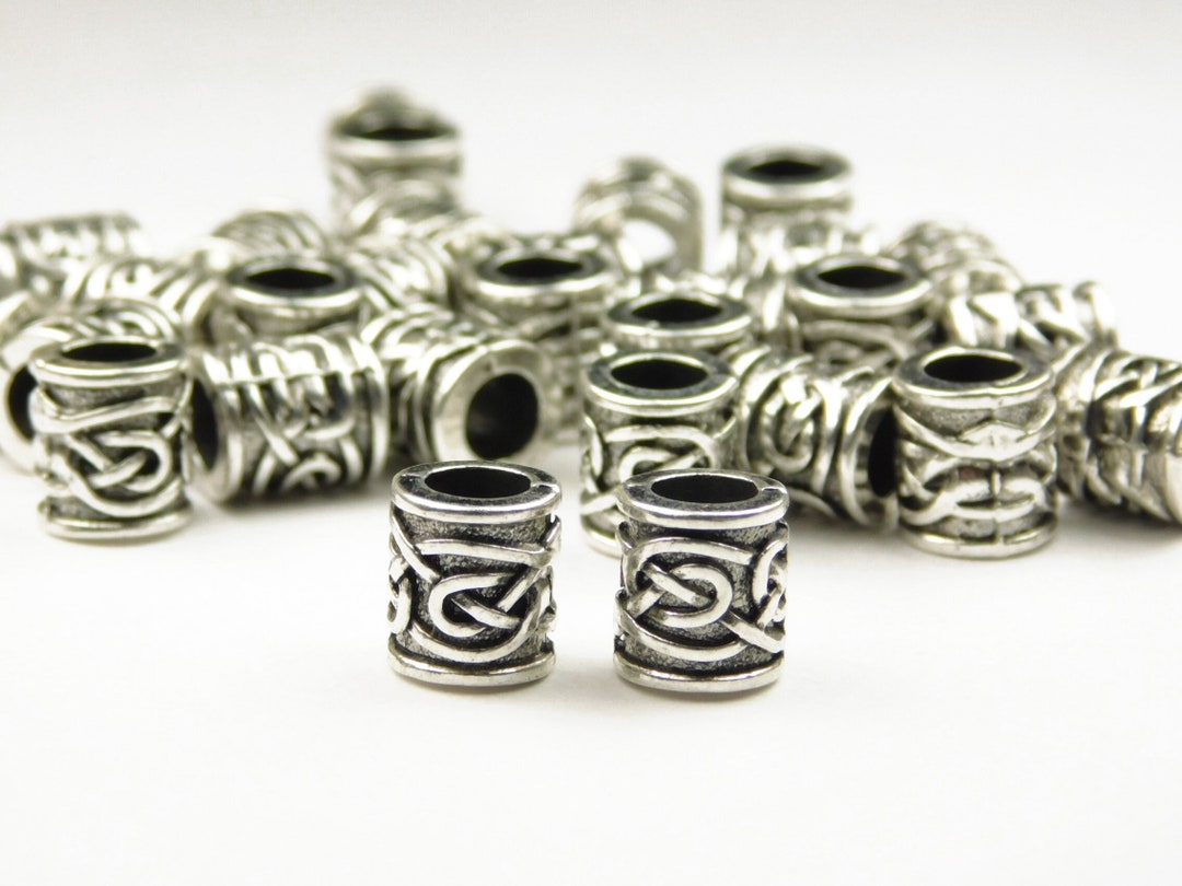 10 Pcs 9x8mm Antique Silver Celtic Spacer Beads Large Hole Column ...