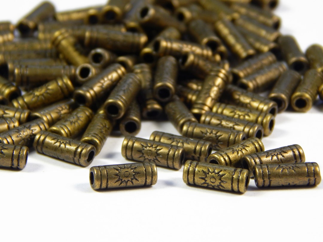 25 Pcs - 9.5x3.5mm Antique Bronze Metal Spacer Beads - Sun - Metal ...