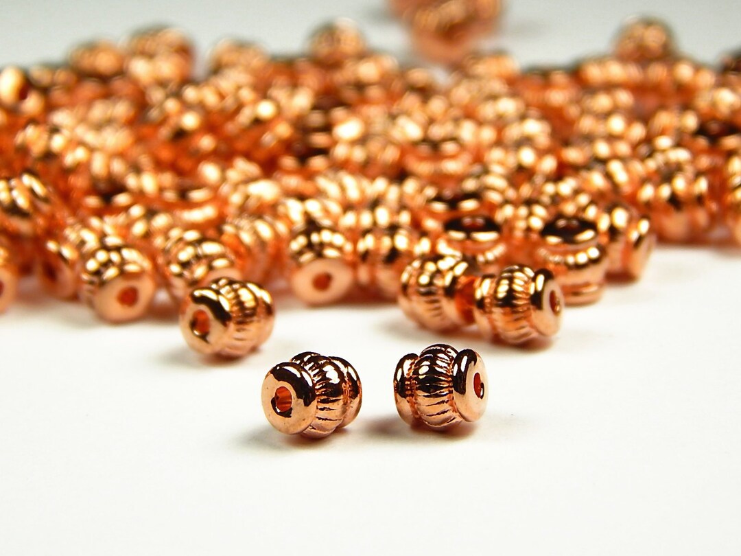 25 Pcs - 5x5mm Rose Gold Metal Spacer Beads - Lantern Beads - Column ...
