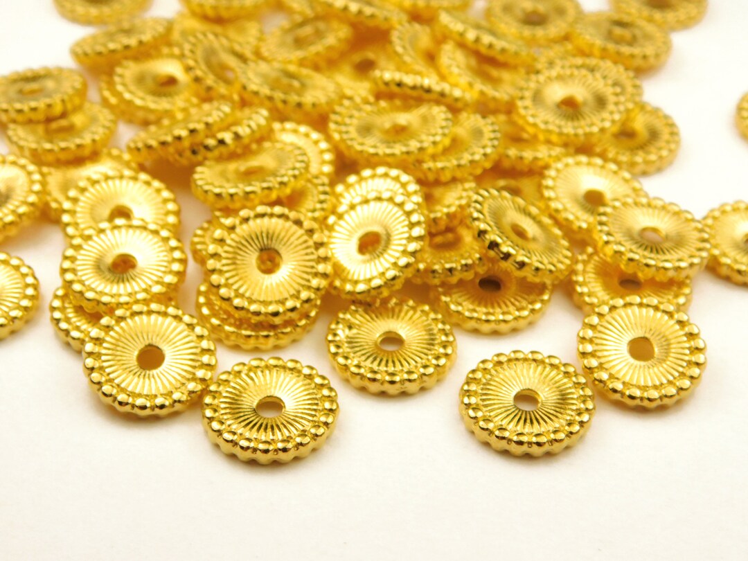 20 Pcs - 12x2mm Gold Disc Spacer Beads - Disc Spacers - Metal Spacer ...