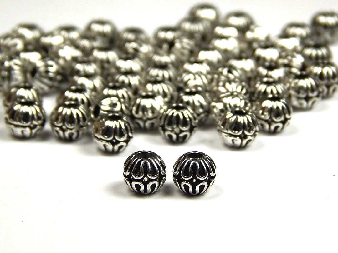 40 Pcs 6x5mm Tibetan Silver Metal Spacer Beads Round Spacer Beads ...