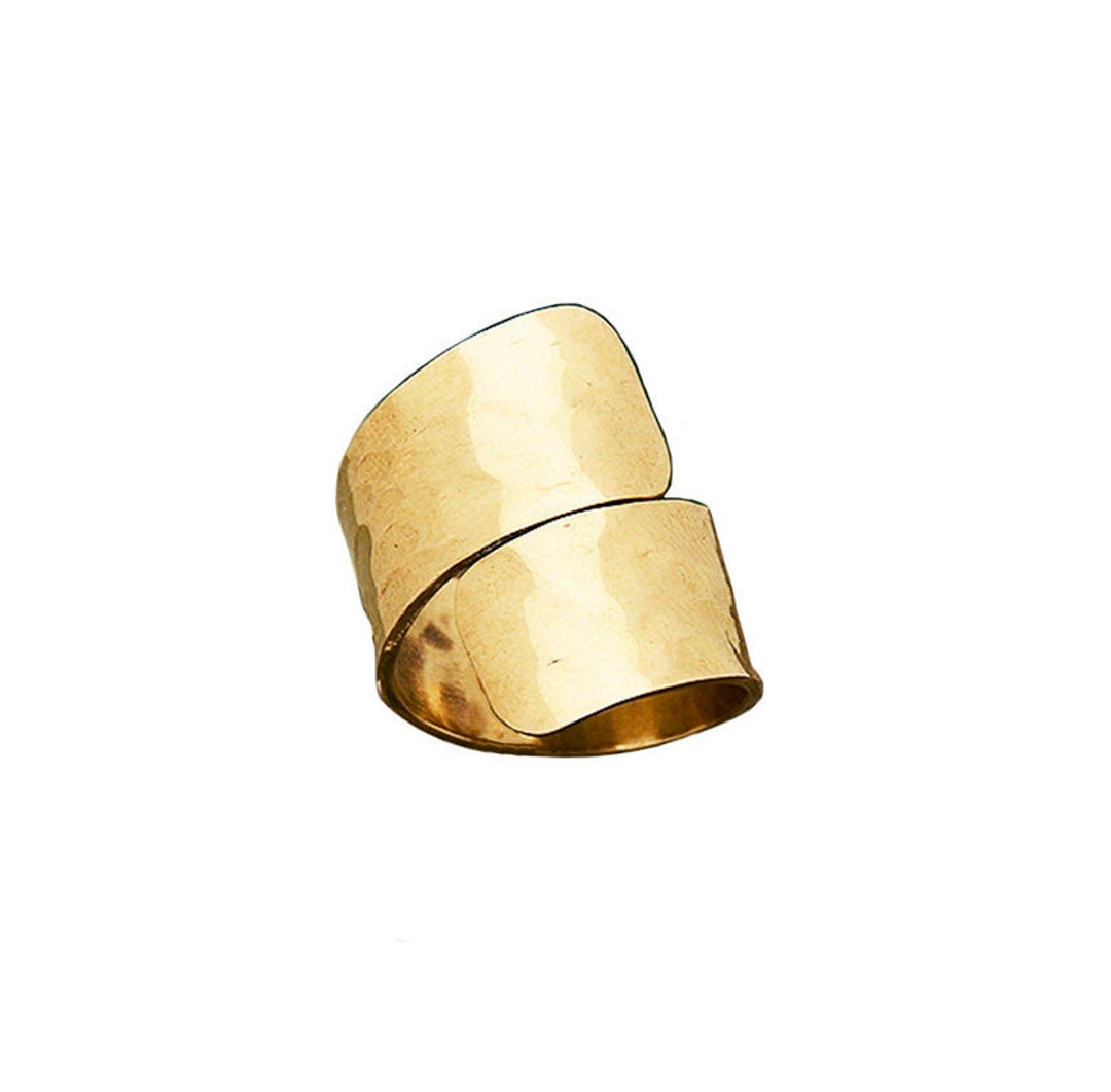 Gold or Silver Wrapped Around Ring, Wide Little Finger Cuff Band Ring ...