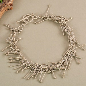 Sterling Silver Multi Charm Chain Bracelet, Classy Fashion Bracelet ...