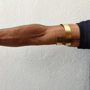 Men's Gold Brass Upper Arm Cuff - Wide Bicep Bracelet - Etsy