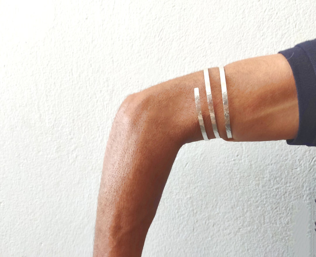 Sterling Silver Spiral Bicep Cuff: Men Handmade Upper Arm Bracelet - Etsy