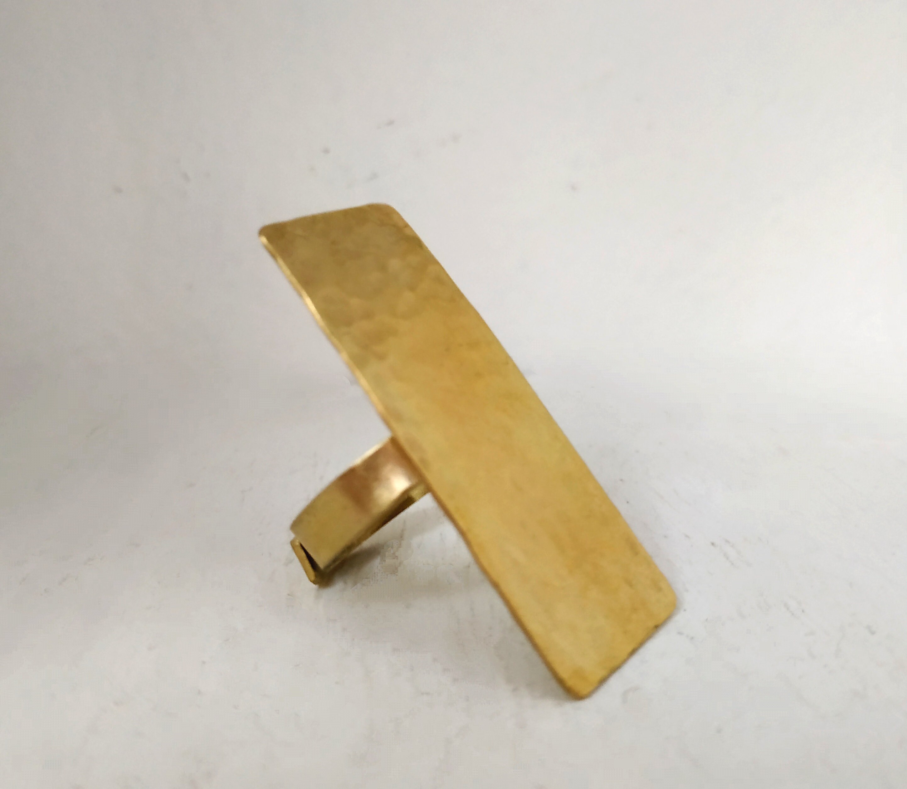 Gold or Silver Large Rectangle Ring Full Finger Big Square | Etsy