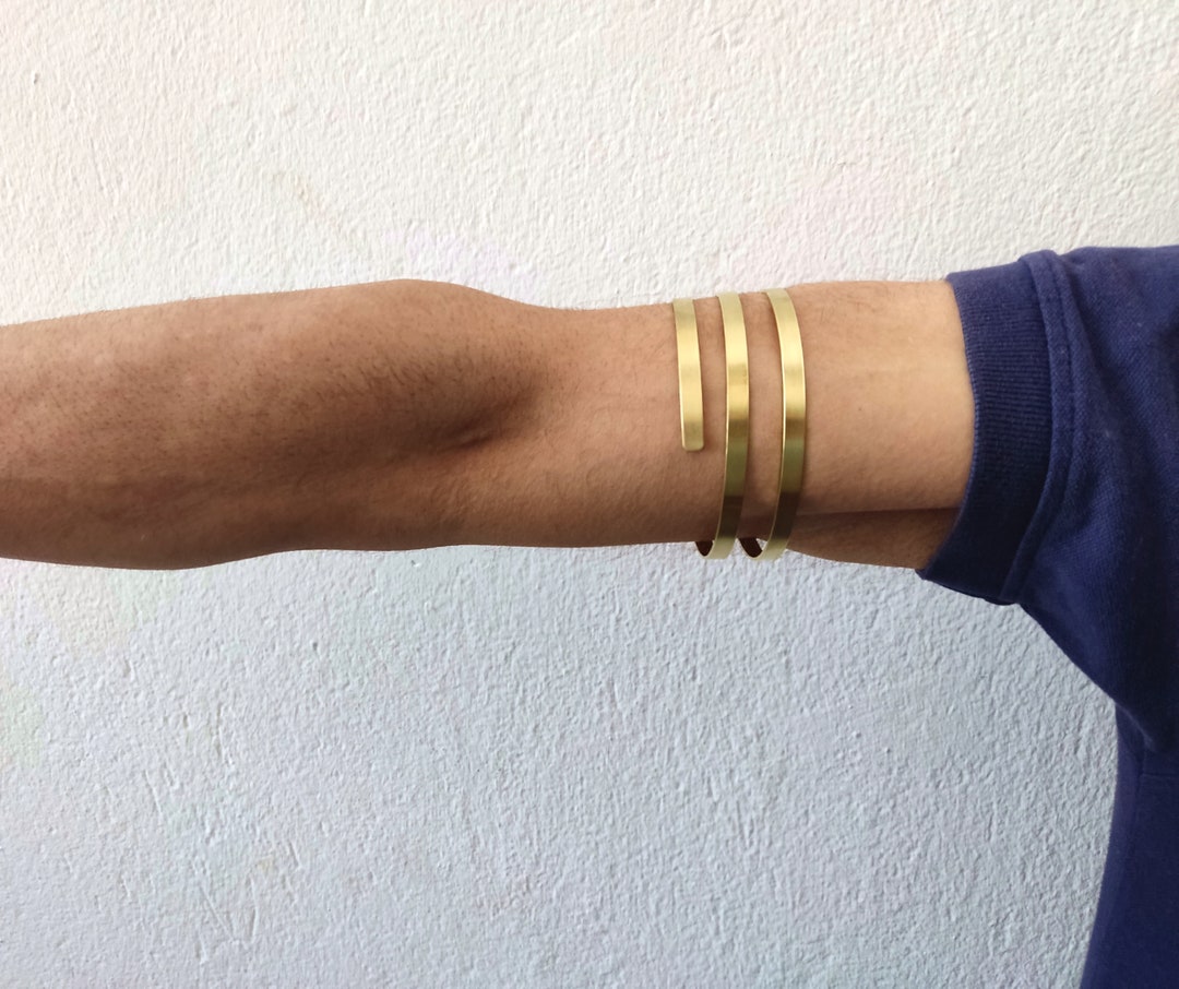 Gold Brass Upper Arm Cuff Bracelet - Spiral Bicep Jewelry Gift - Etsy