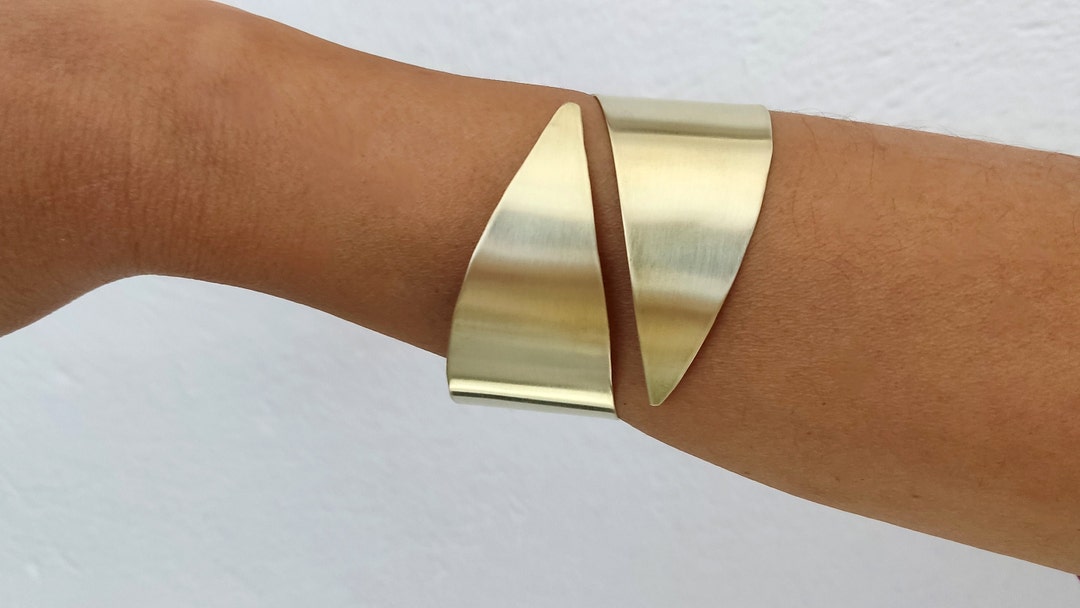 Wide Gold Brass Forearm Cuff Bracelet: Overlapped African Armlet - Etsy