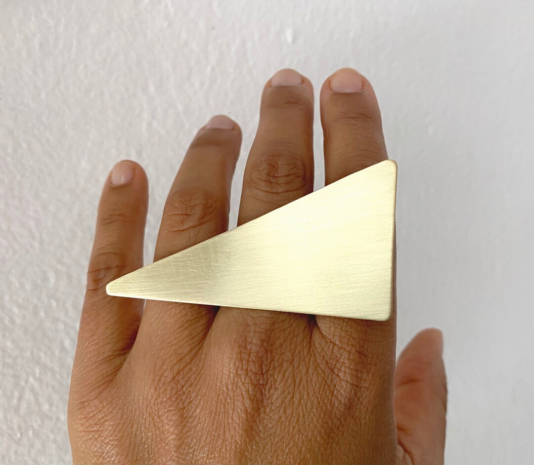 Gold Extra Large Triangle Ring, Multi Finger Contemporary Ring, Giant ...