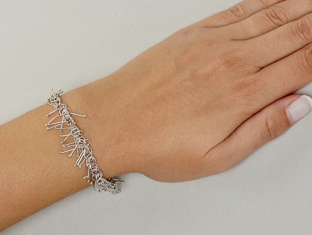 Sterling Silver Multi Charm Chain Bracelet, Classy Fashion Bracelet ...