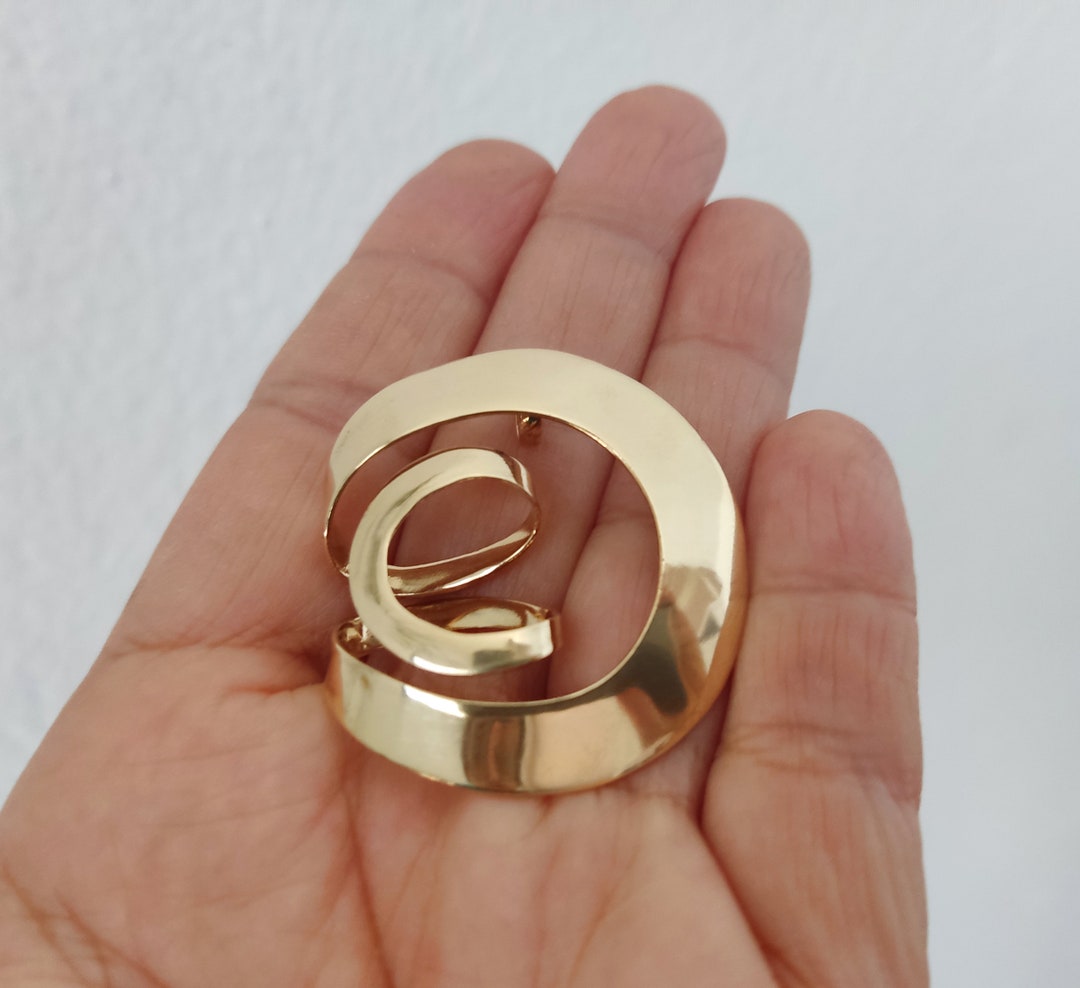 Gold Large Circle Pendant Two Loops Pendant Gold Pendant - Etsy