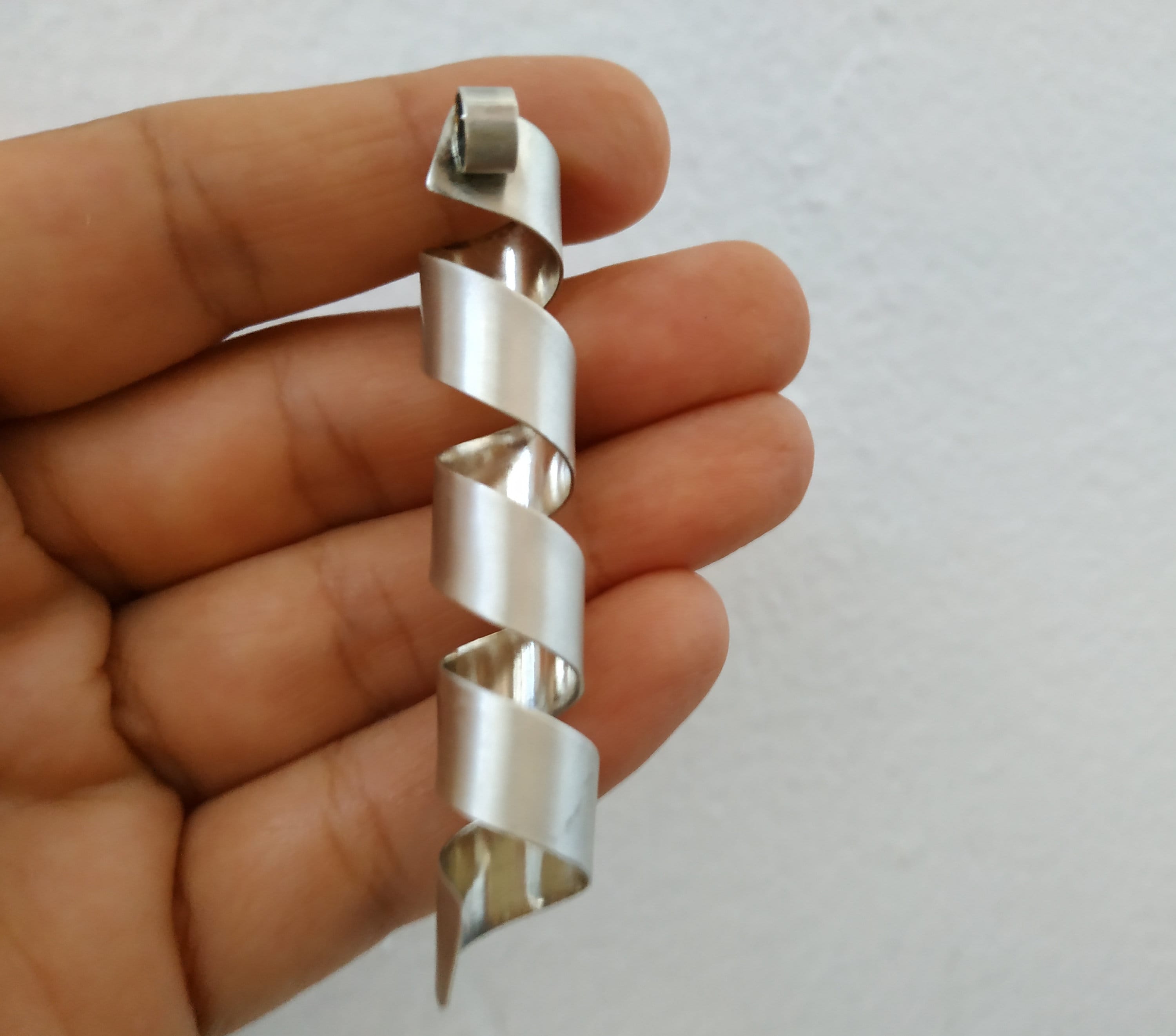 Large sterling silver solid spiral pendant 3 inch twisted | Etsy