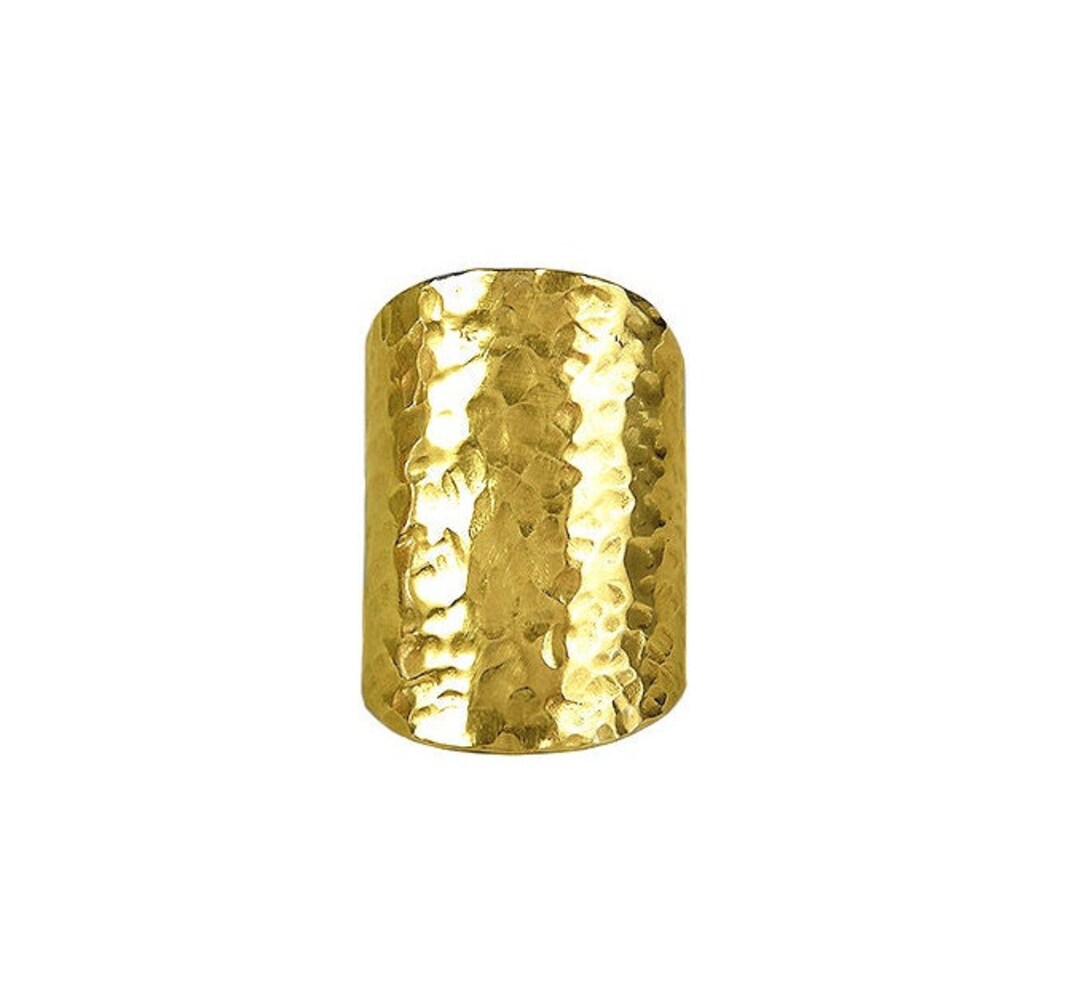 Silver or Gold Long Cuff Ring, Hammered Tall Wide Band Ring, Long Large ...