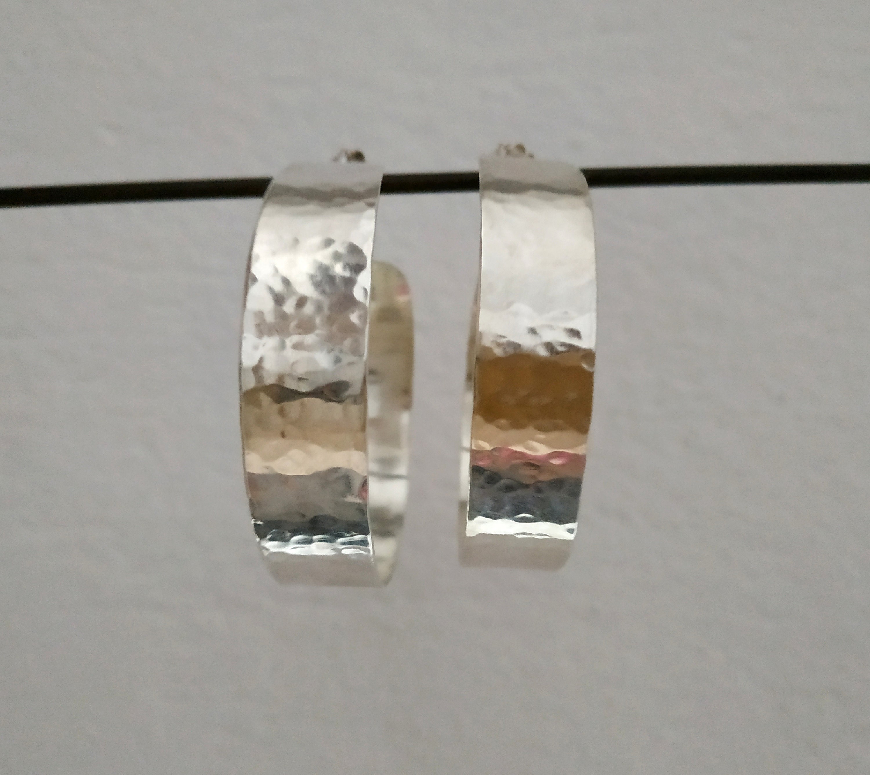 Silver Bold Creole Hoop Earrings Large Flat Fat Hoops 2 - Etsy