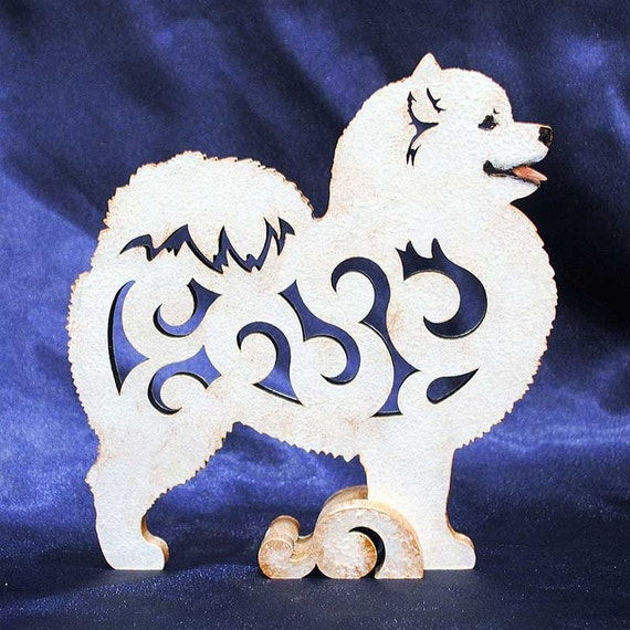 Statue Samoyed figurine made of wood hand-painted with | Etsy