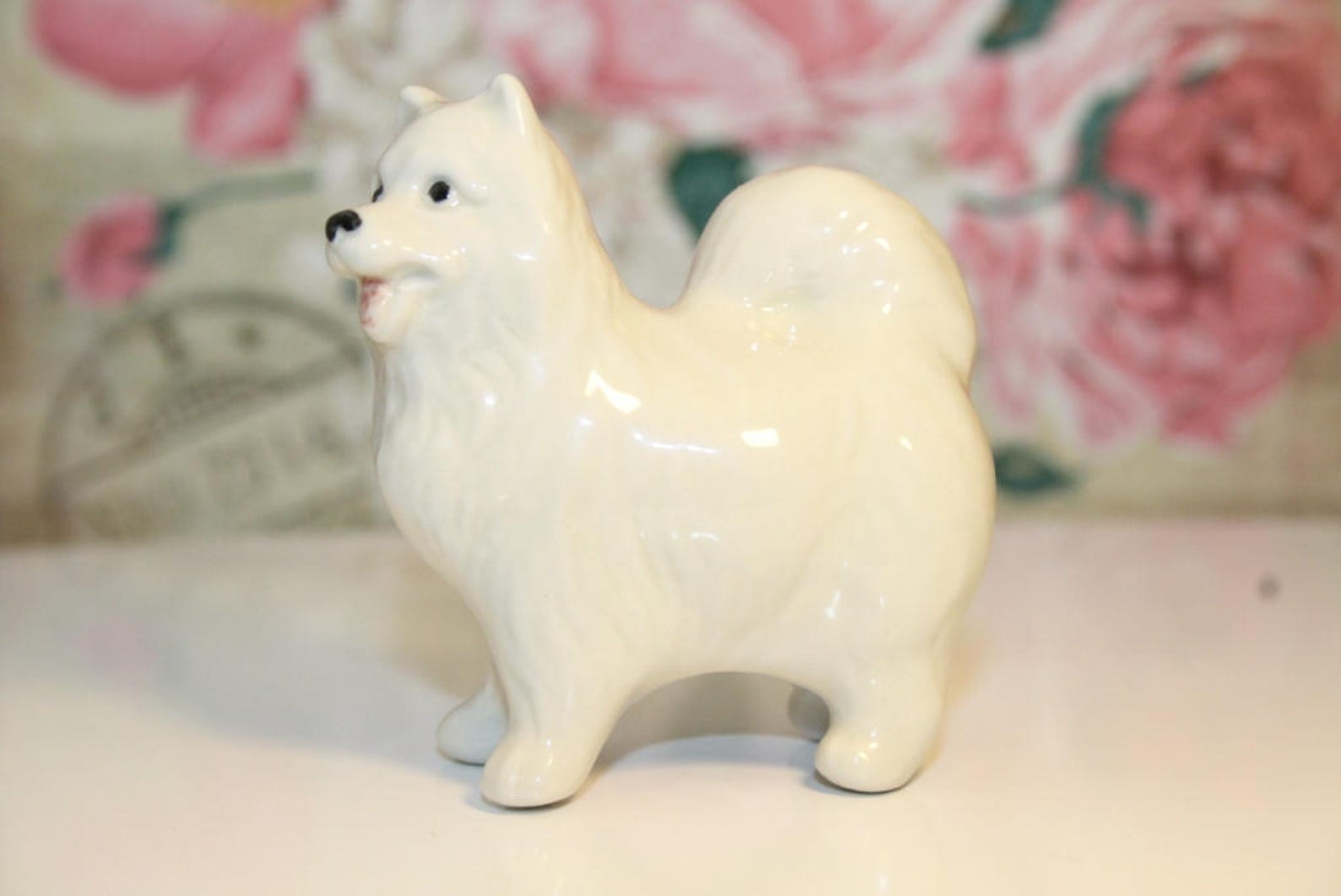 Samoyed Spitz dog porcelain figurine handmade statue | Etsy